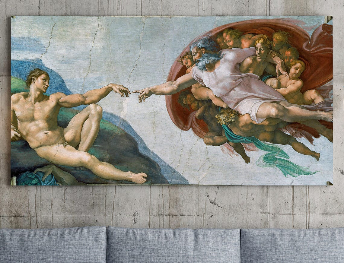 Creation of Adam Michelangelo Michelangelo Adam - Etsy