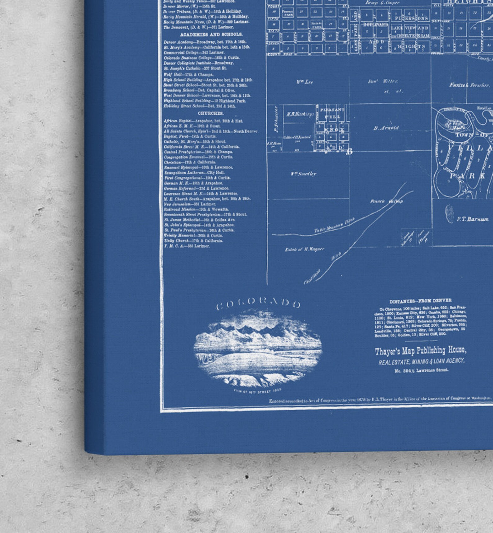 Denver Map Denver Poster Denver Print Vintage Denver Map - Etsy