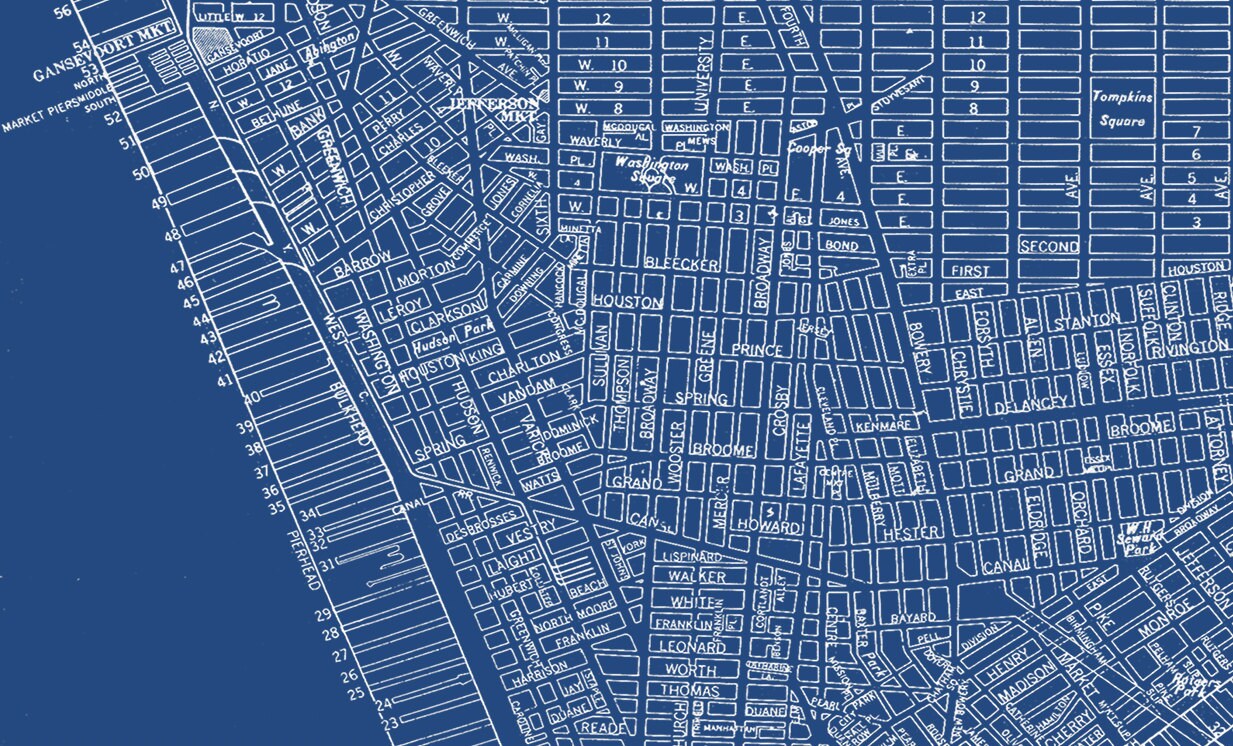 Manhattan Blueprint Map Manhattan NYC Map New York City | Etsy