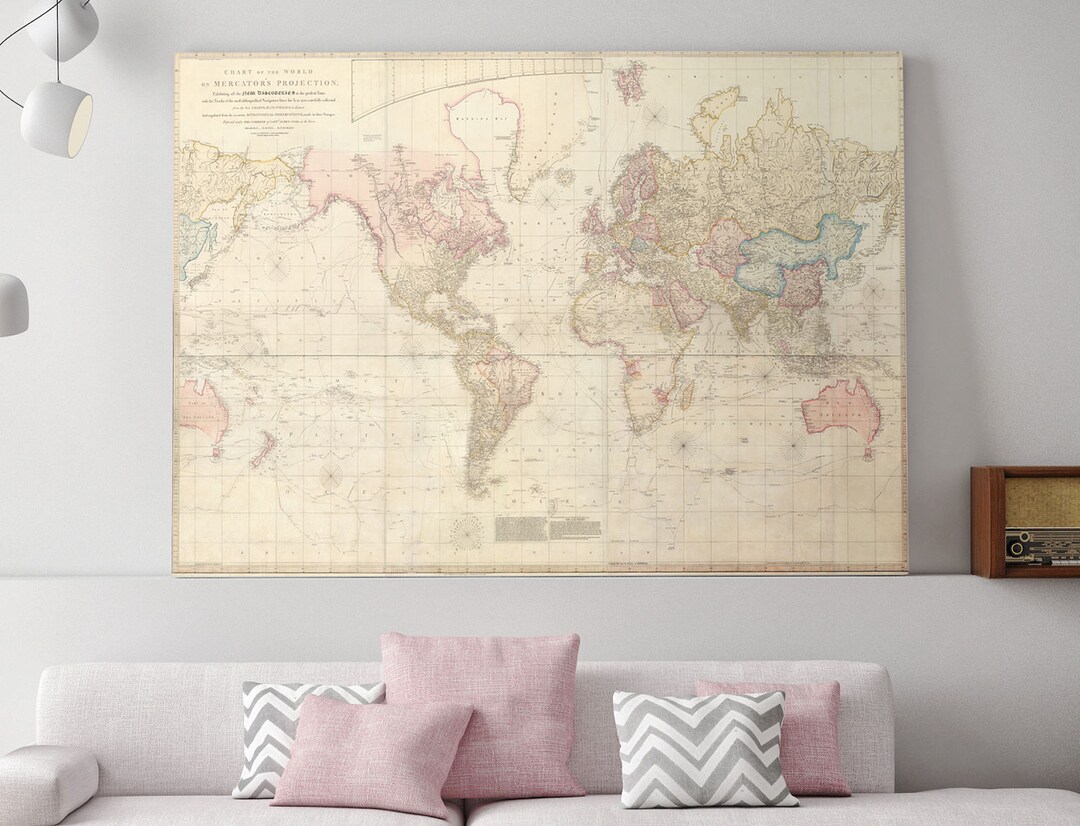 World Map Canvas, Large World Map, Map of the World, Map of World ...