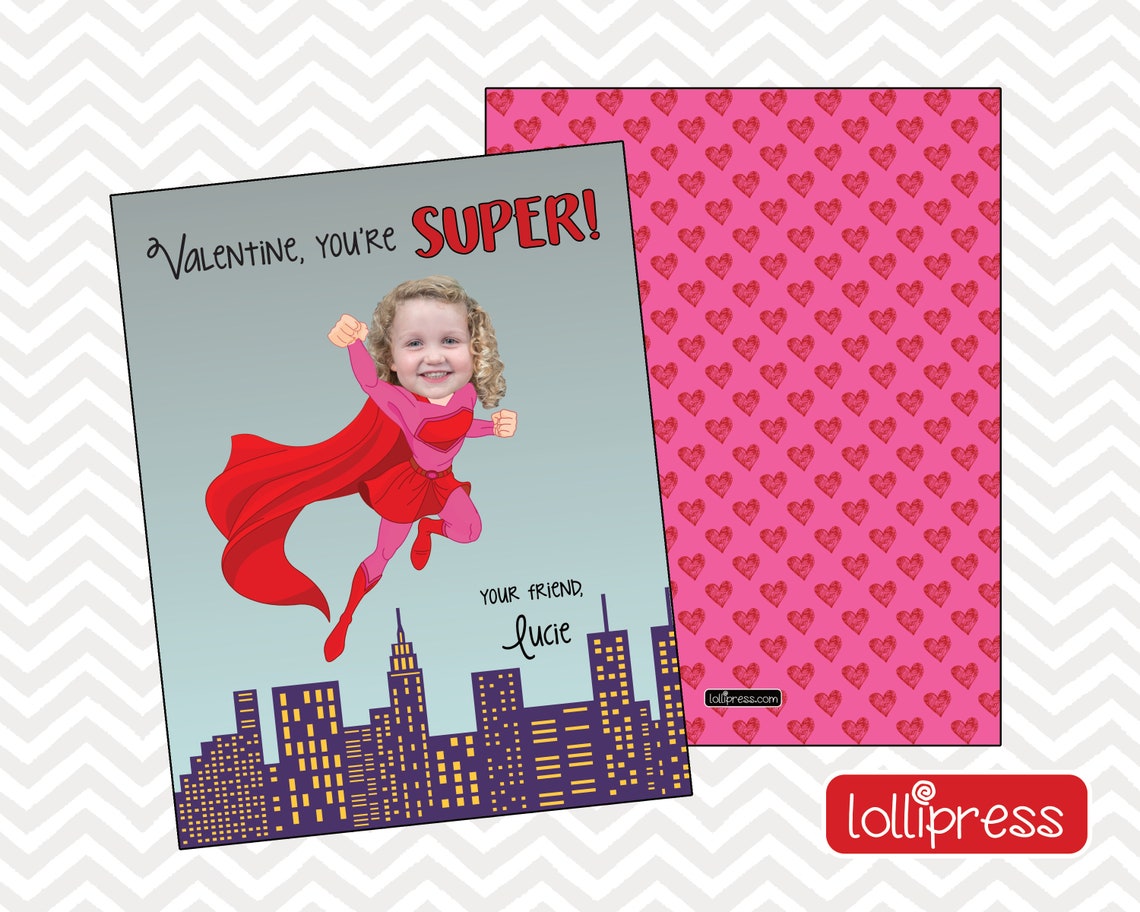 Superhero Valentines, Personalized Valentine Cards, Custom Valentine ...