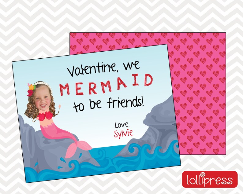 Mermaid Valentines, Mermaid Caricature Valentine Cards, Personalized ...