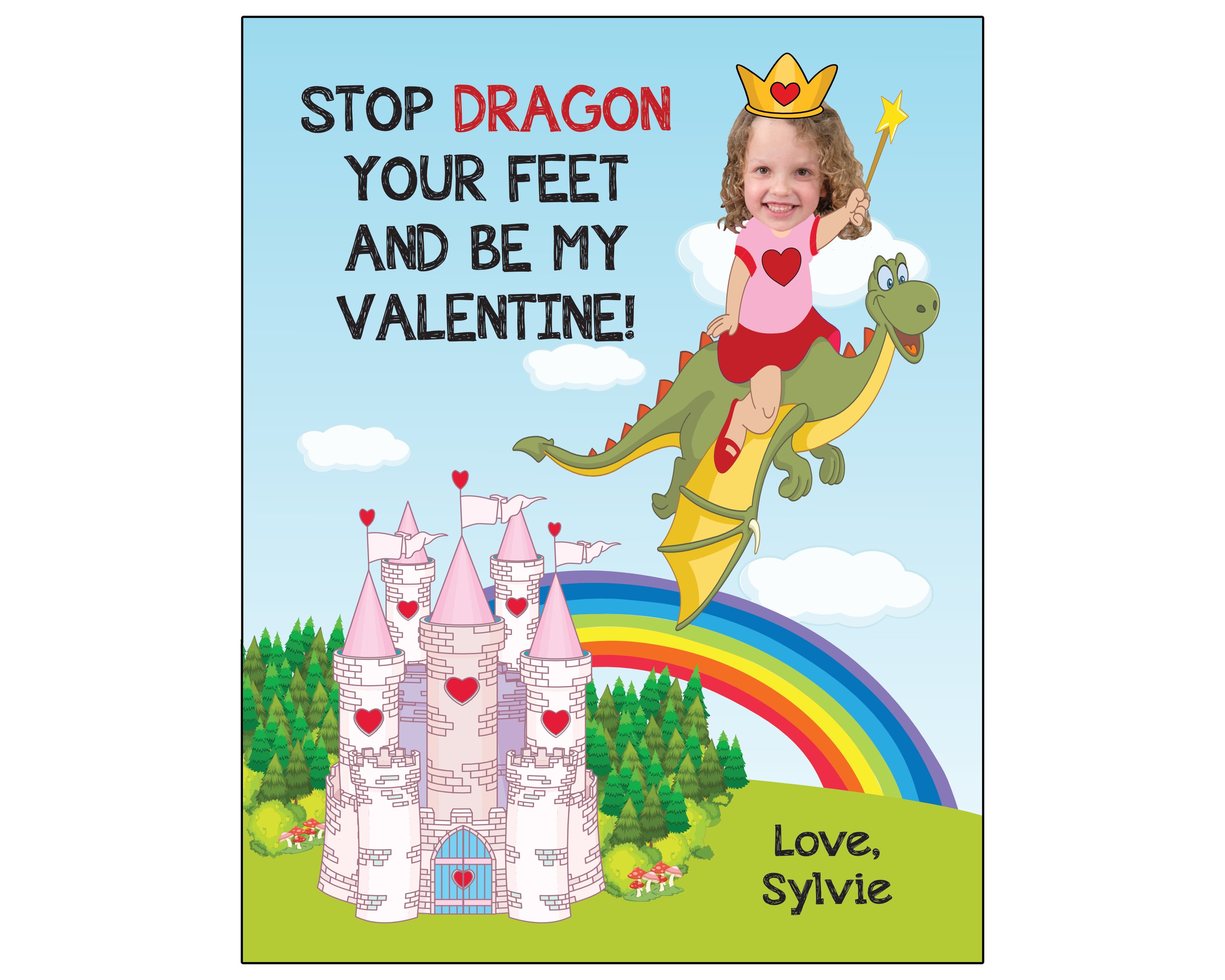 Princess Dragon Castle Valentines, Personalized Valentine Cards, Custom ...
