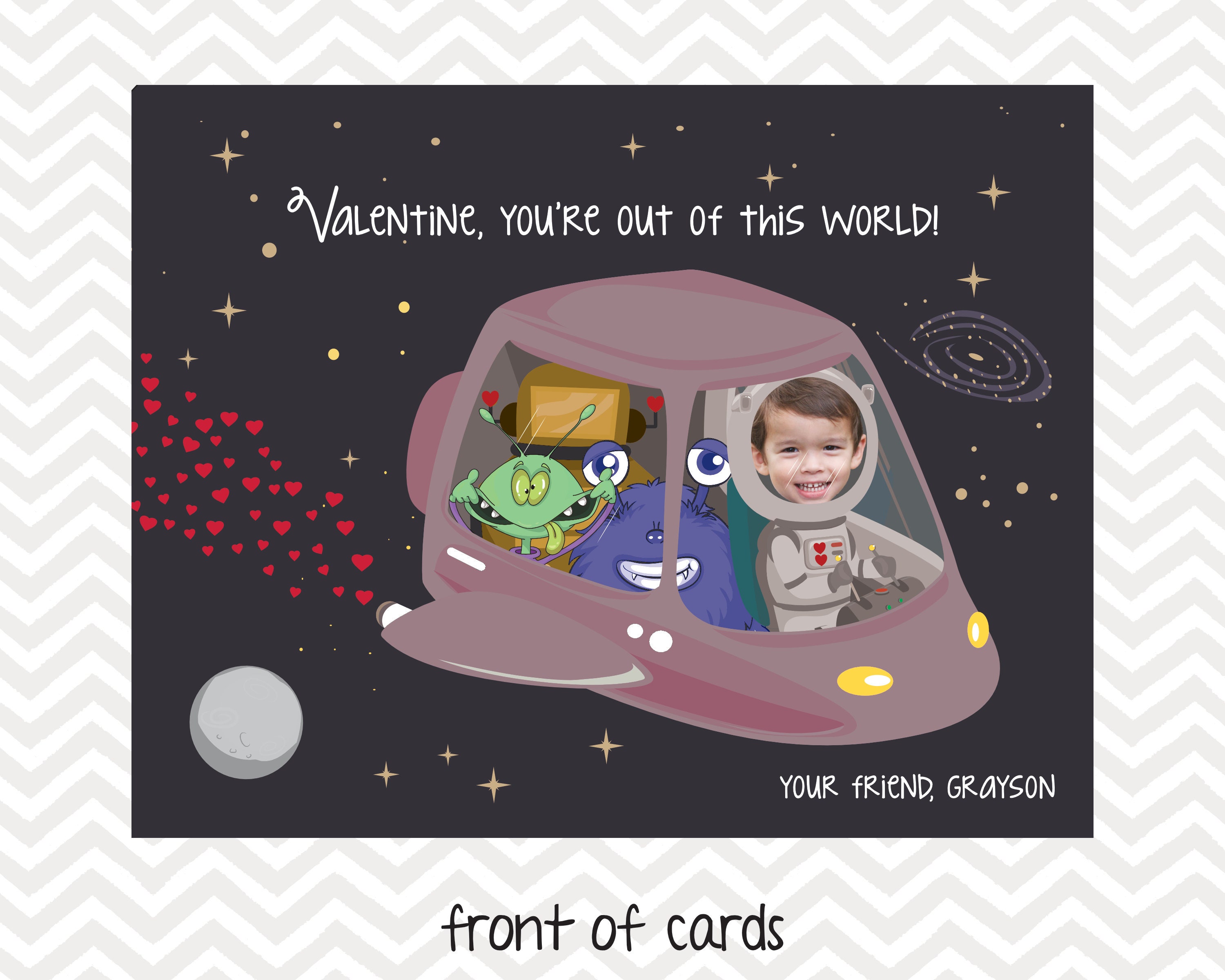 Outer Space Valentines, Astronaut Valentines, Personalized Valentine ...