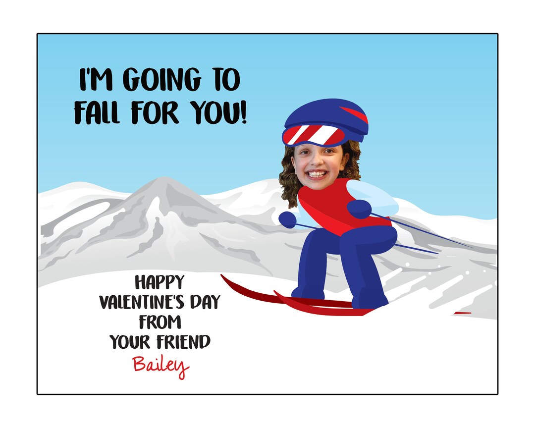 Skiing Valentines, Skiing Photo Valentines, Personalized Valentine ...