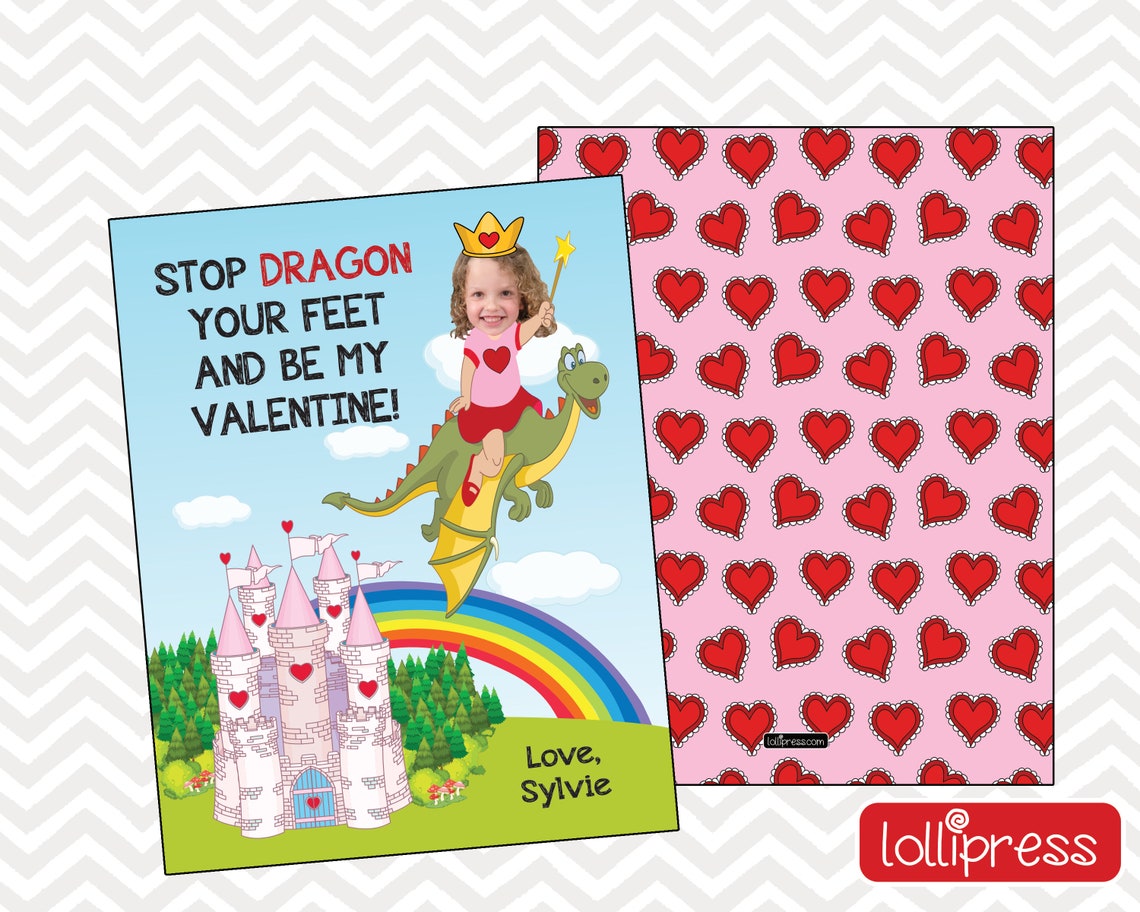 Princess Dragon Castle Valentines, Personalized Valentine Cards, Custom ...