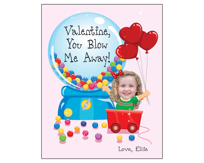 Bubblegum Candy Valentines, Bubbles Valentines, Personalized Photo ...