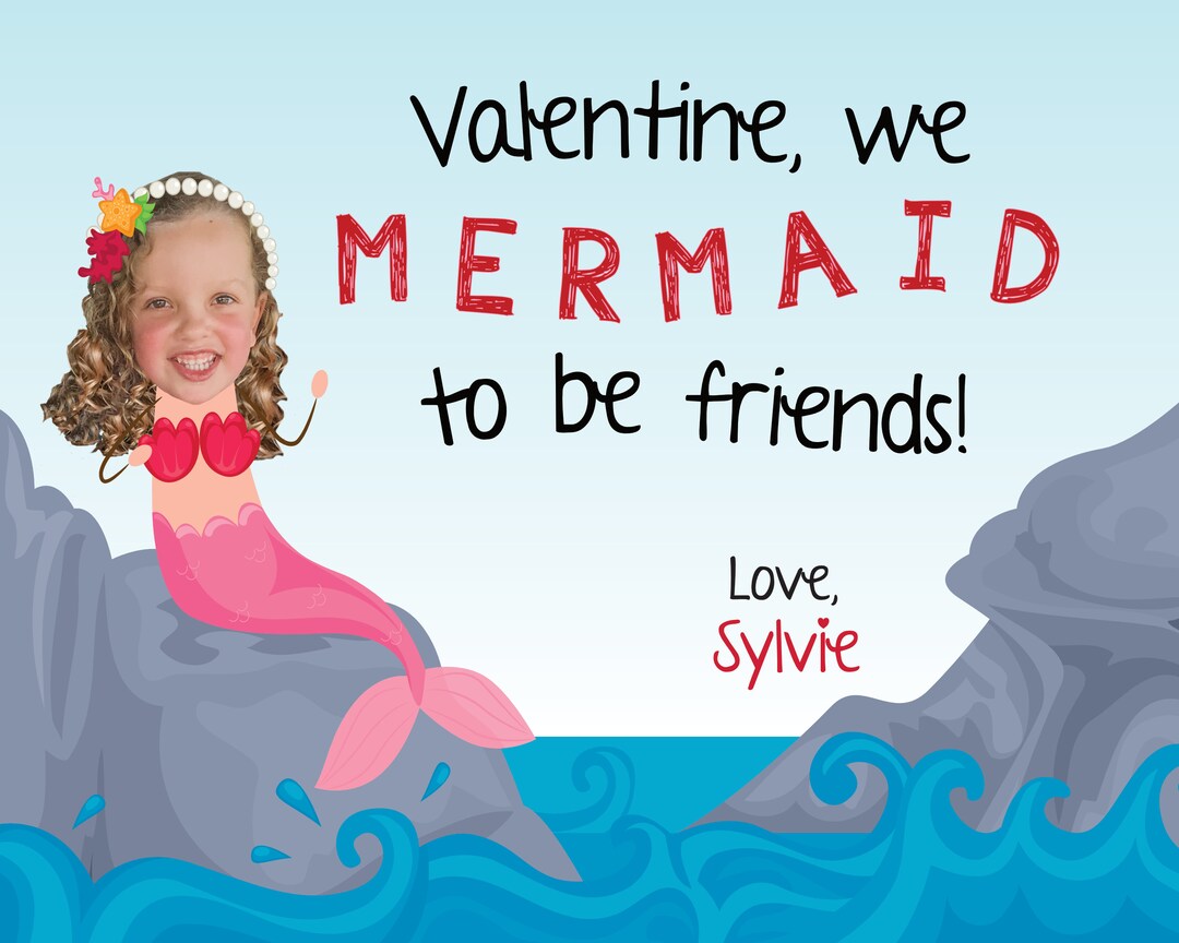 Mermaid Valentines, Mermaid Caricature Valentine Cards, Personalized ...