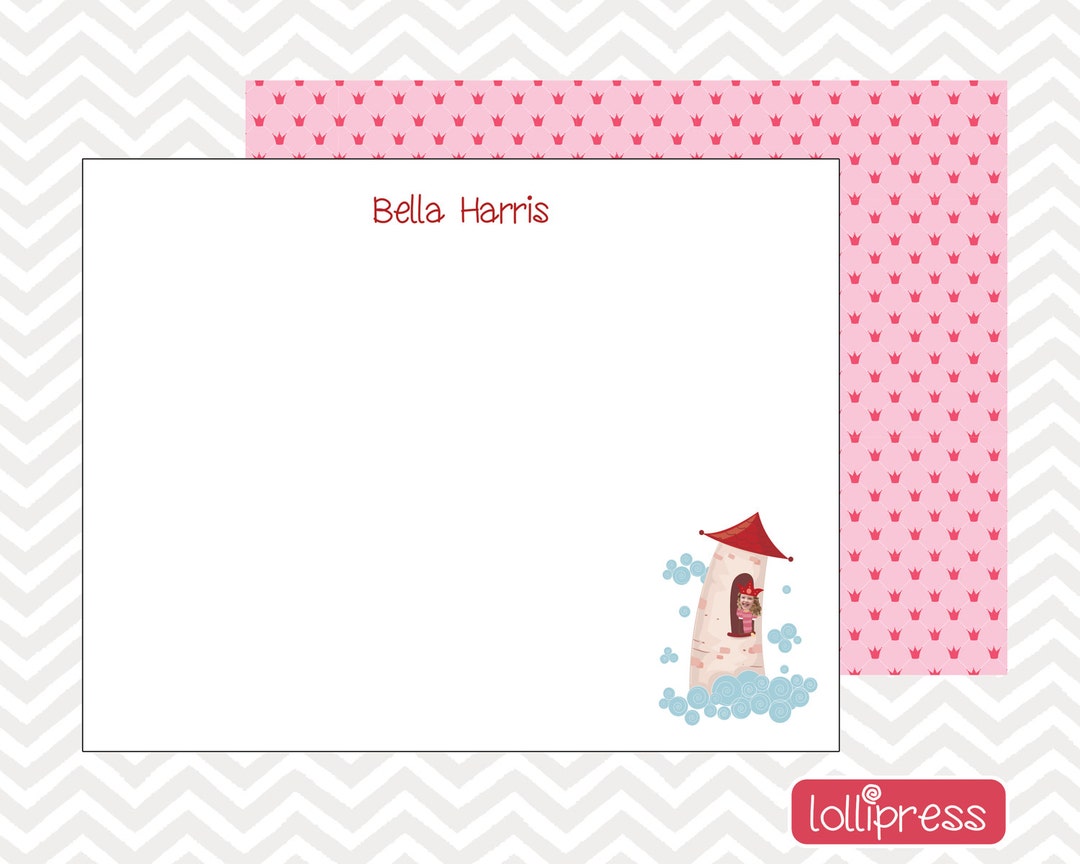 Princess Note Cards, Princess Thank You Notes, Princess Stationery ...