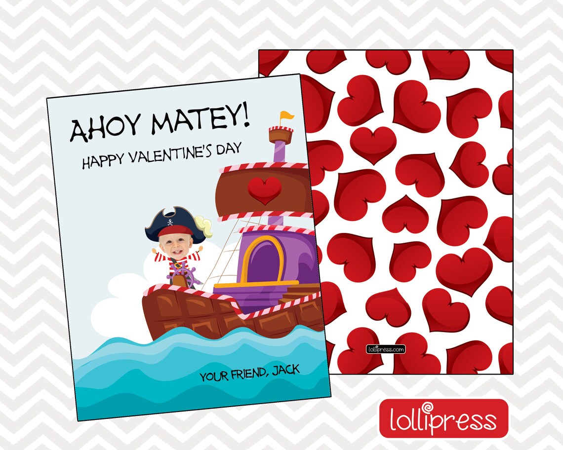 Pirate Valentines, Pirate Photo Valentines, Personalized Valentine ...