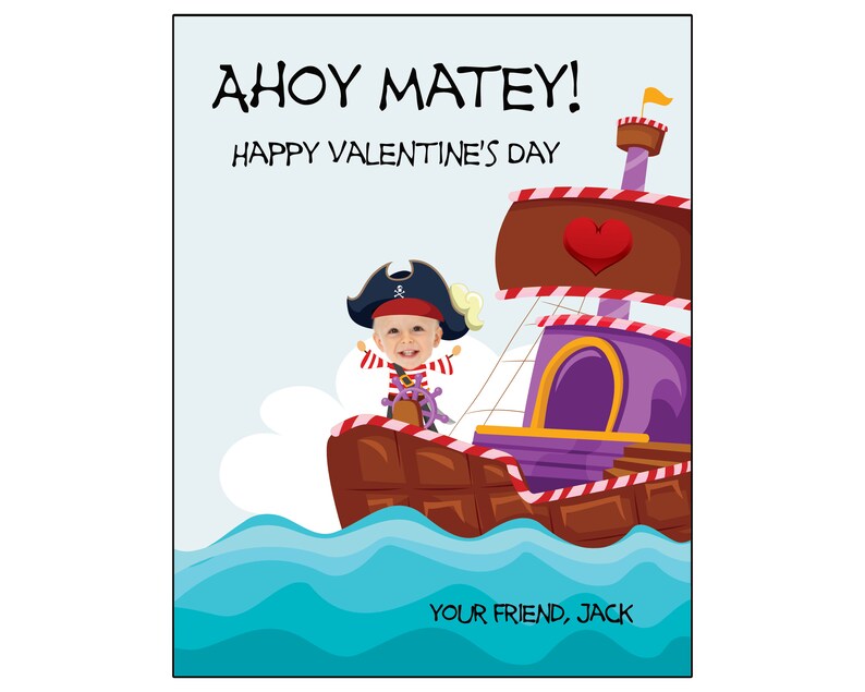 Pirate Valentines, Pirate Photo Valentines, Personalized Valentine ...