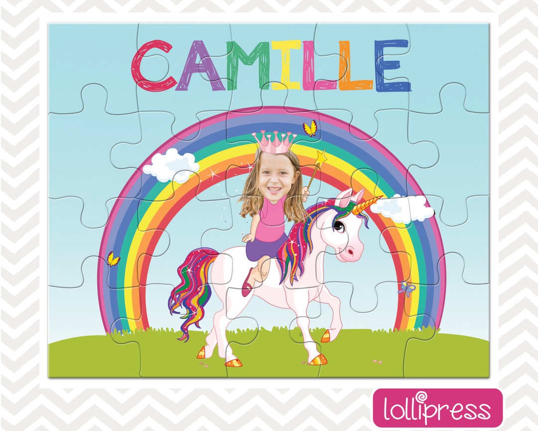 Personalized Unicorn Rainbow Princess Photo Jigsaw Puzzle, Unicorn ...