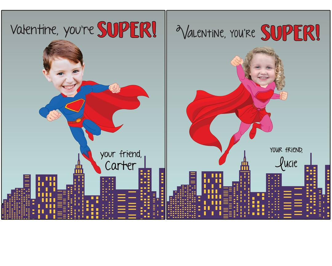 Superhero Valentines, Personalized Valentine Cards, Custom Valentine ...