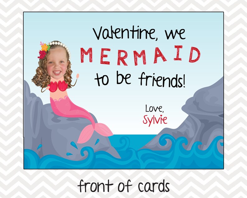 Mermaid Valentines, Mermaid Caricature Valentine Cards, Personalized ...