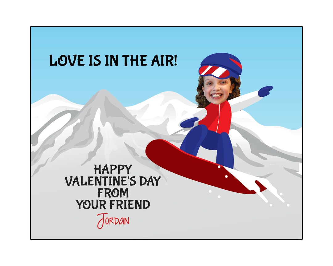 Snowboarding Valentines, Snowboard Photo Valentines, Personalized ...