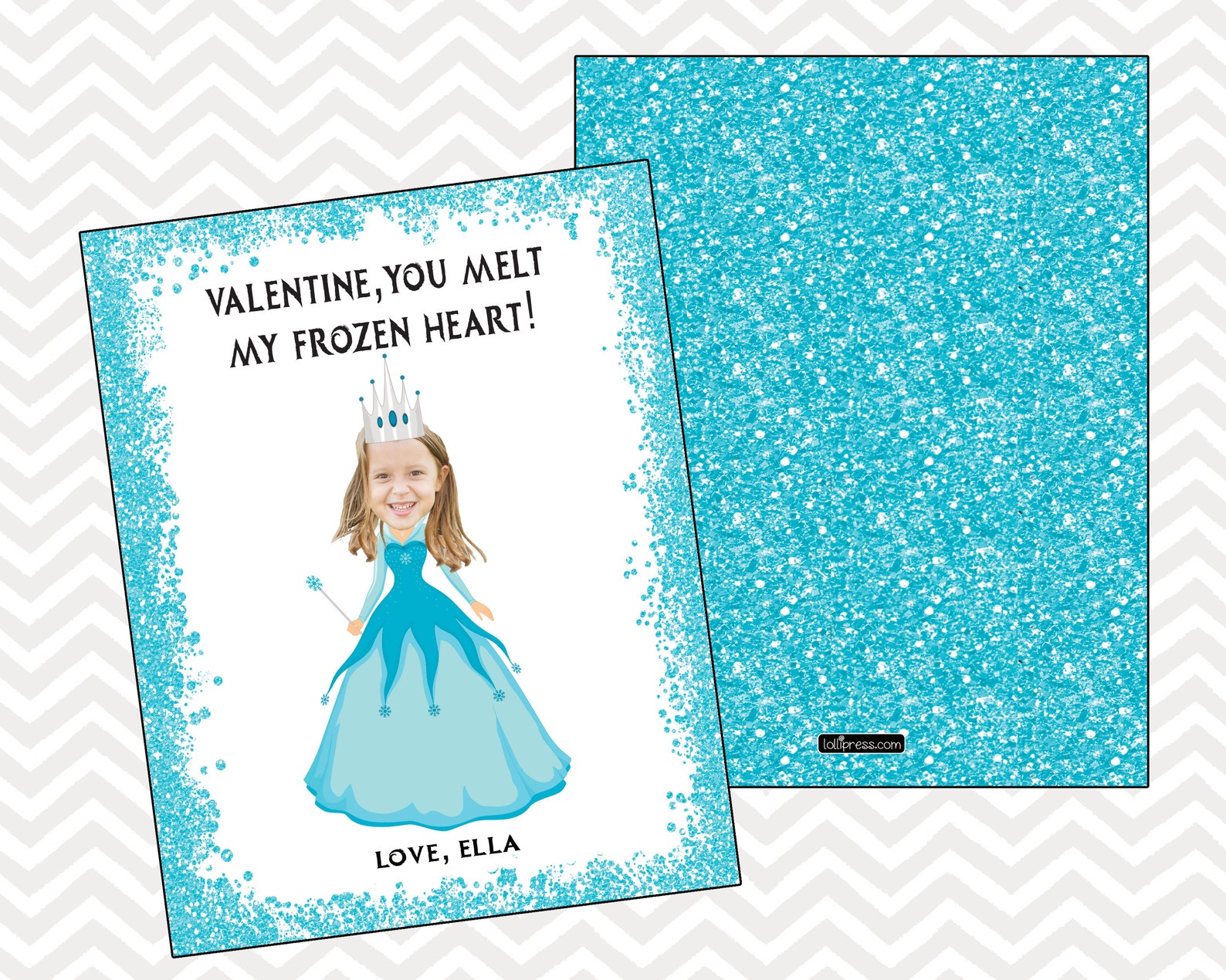 Ice Snow Princess Valentines, Snow Queen Valentine Cards, Personalized ...