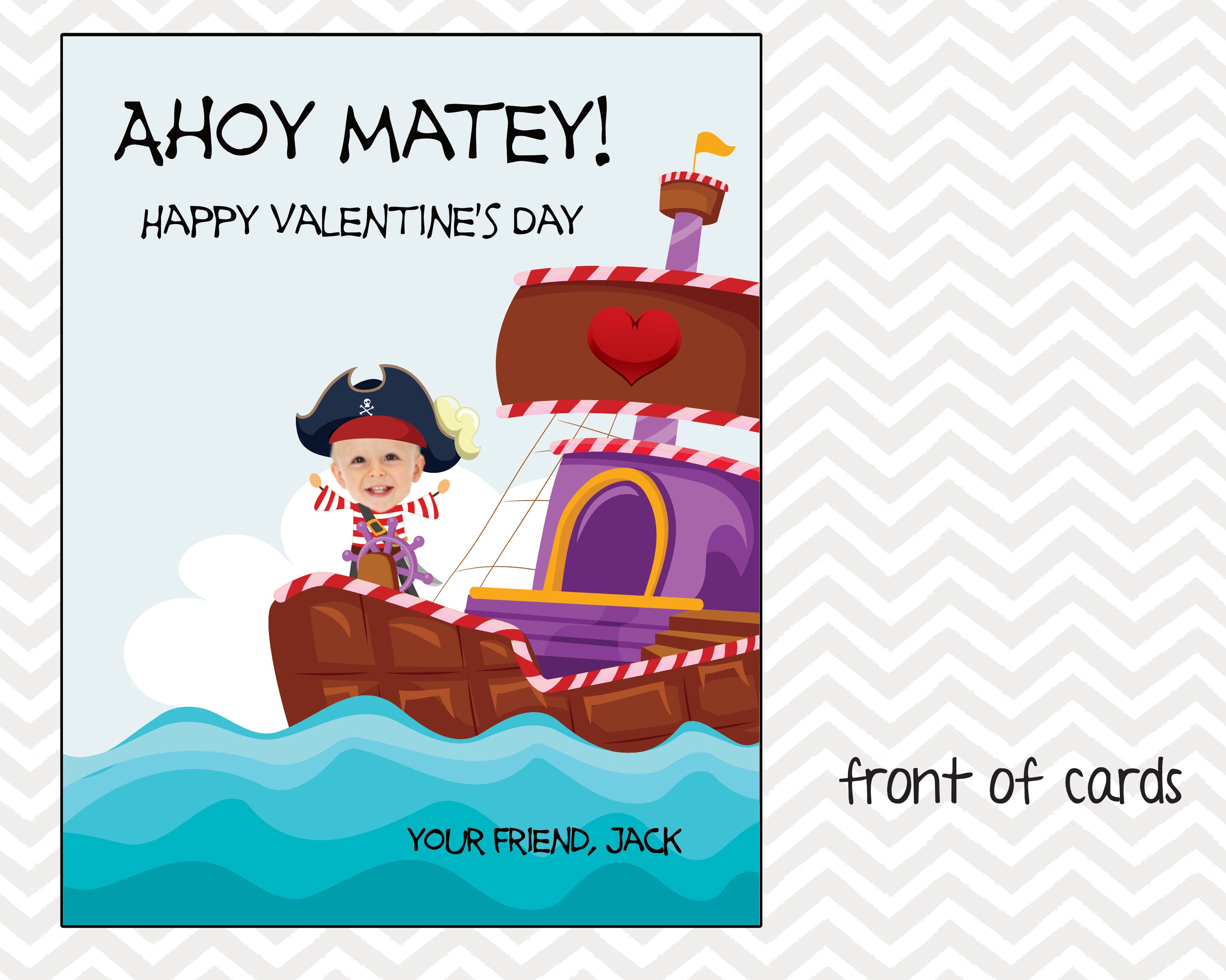 Pirate Valentines, Pirate Photo Valentines, Personalized Valentine ...
