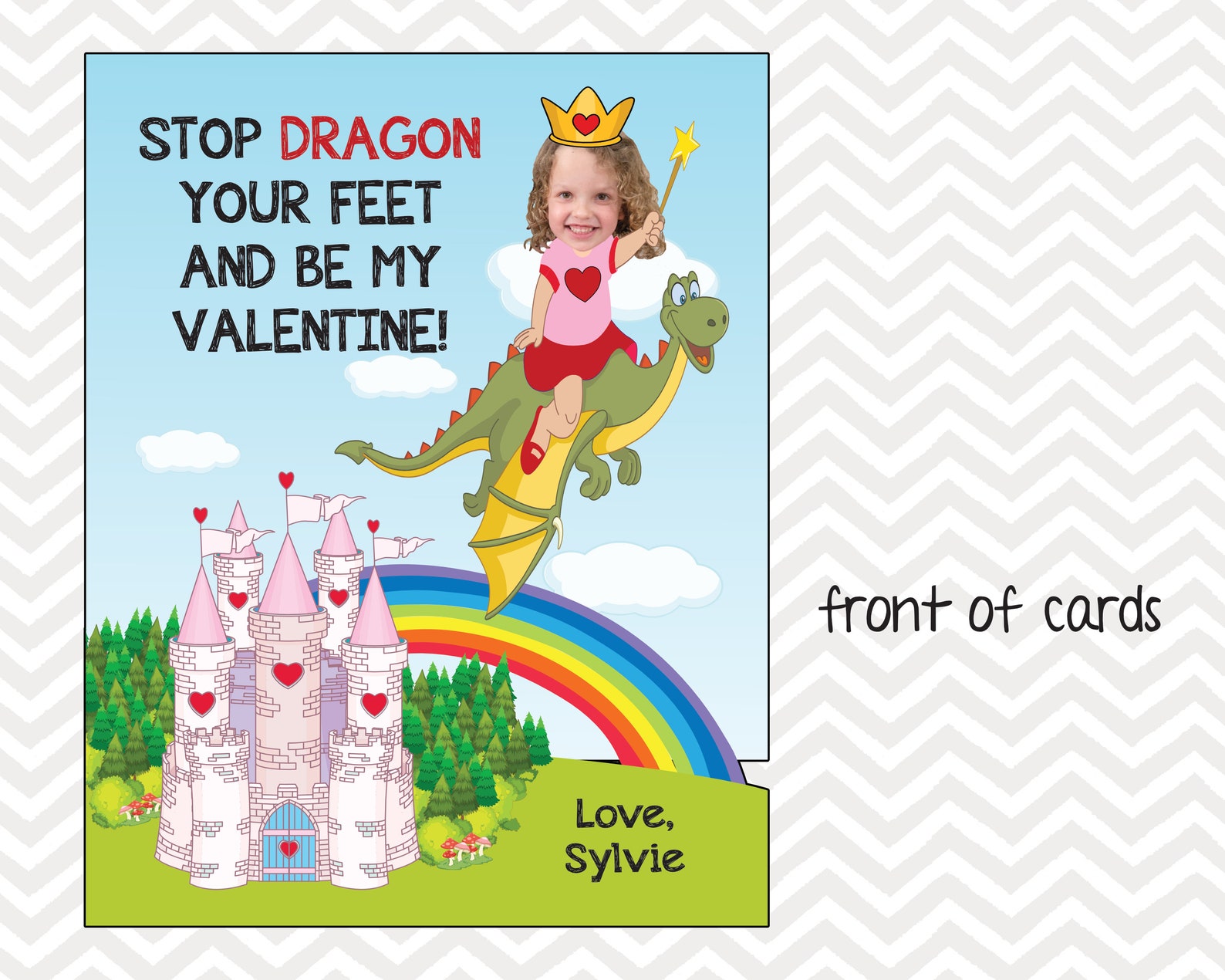 Princess Dragon Castle Valentines, Personalized Valentine Cards, Custom ...
