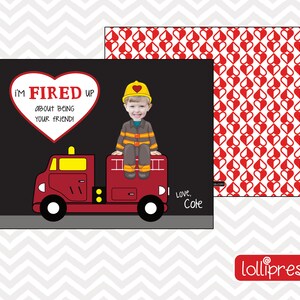 Fire Truck Valentines, Fireman Valentines, Personalized Valentine Cards ...