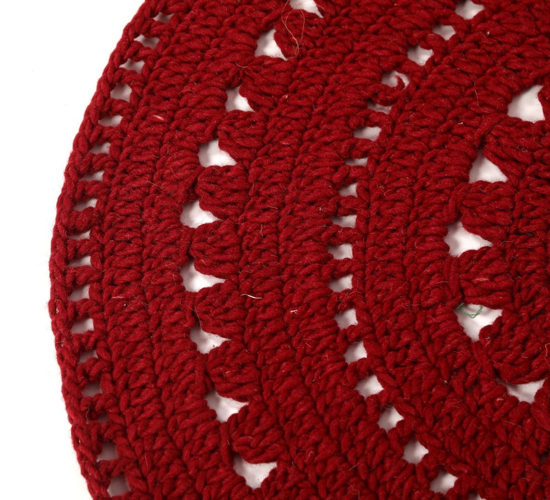 36 Inches Round Rug Crochet Hand-weaved Rug Reversible Wool Round Area ...
