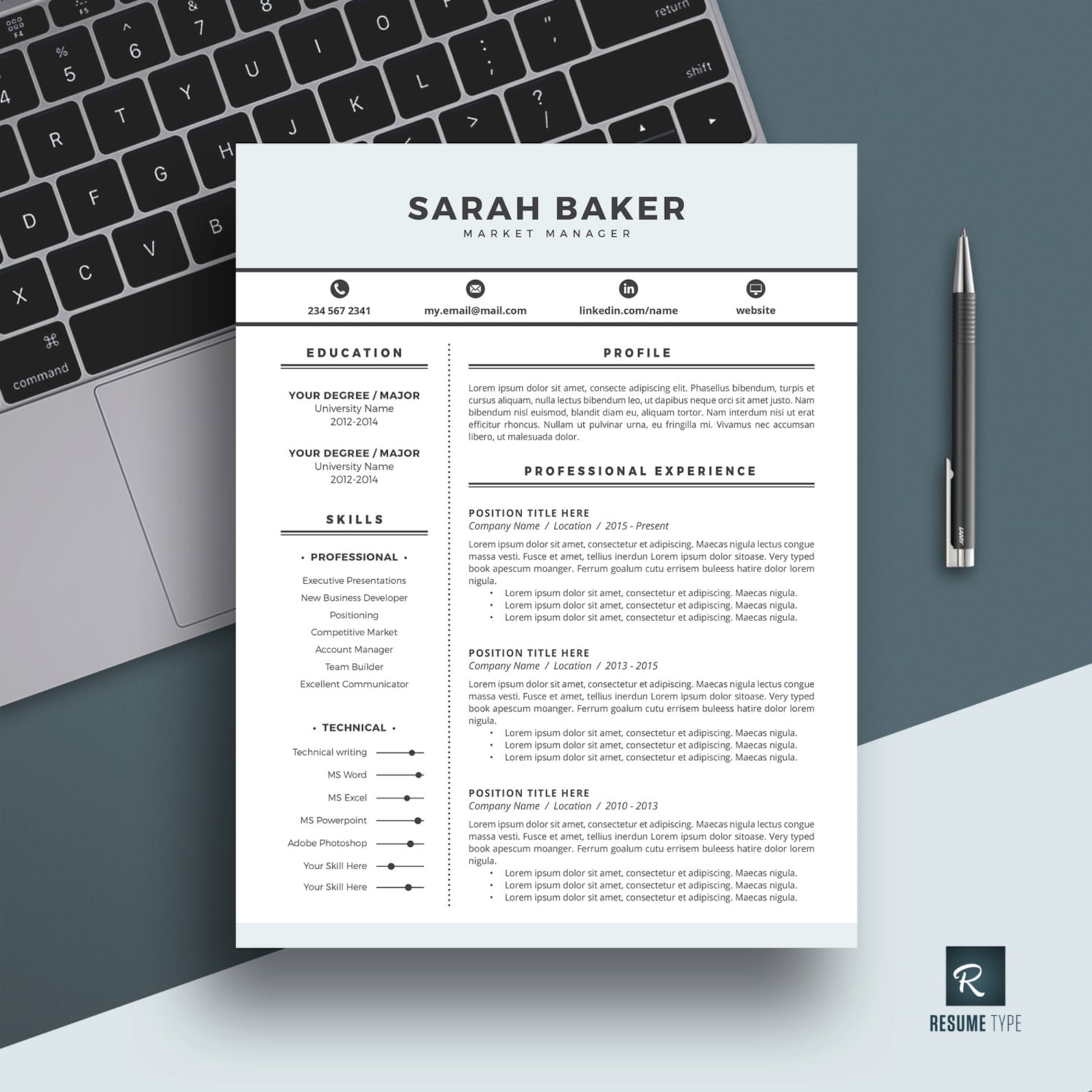 Resume Template + Cover Letter for MS Word // CV Template ...