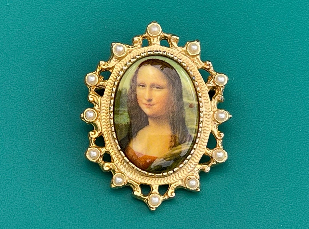 Vintage Mona Lisa Sarah Coventry Brooch Pin Slide~1 1/2" Gold Tone ...