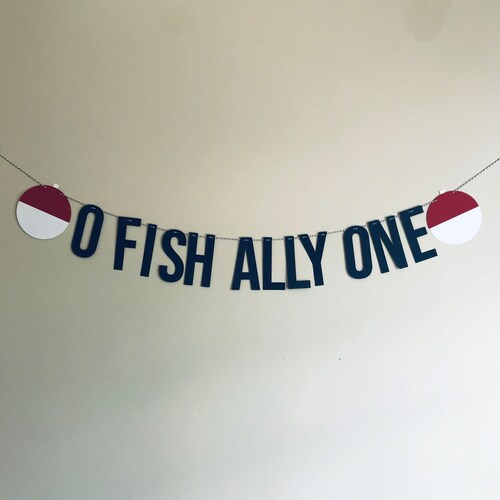 O Fish Ally One Cursive Banner / Gold Glitter Script Fishing - Etsy