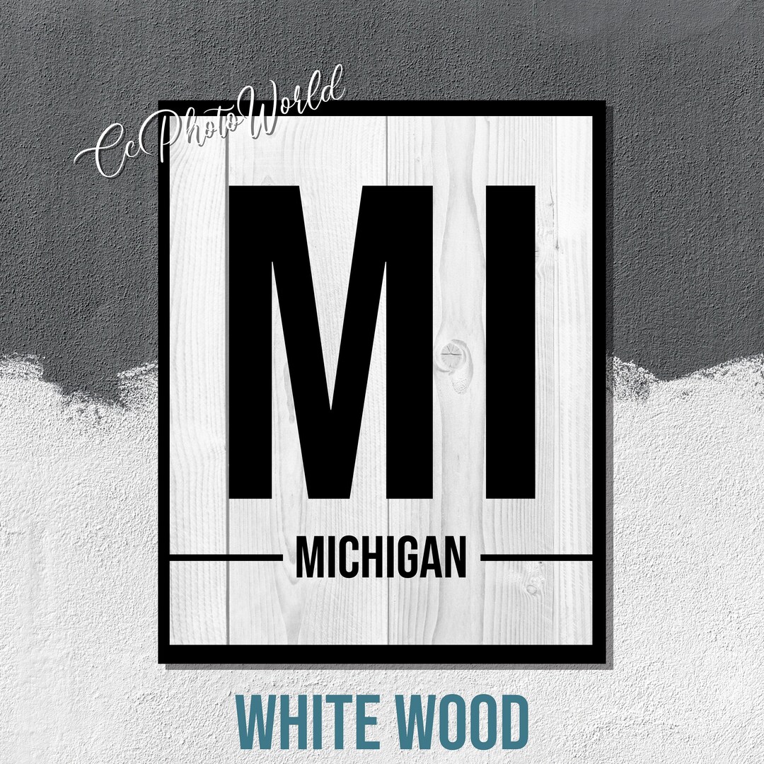 Michigan State Abbreviation Art Print Michigan Wall Art US - Etsy