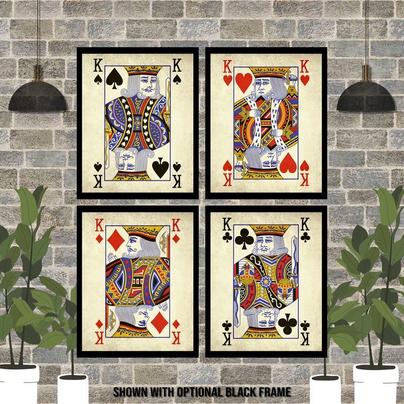 Vintage Set of 4 Kings Poster Art Playing Card Art Print Set - Etsy