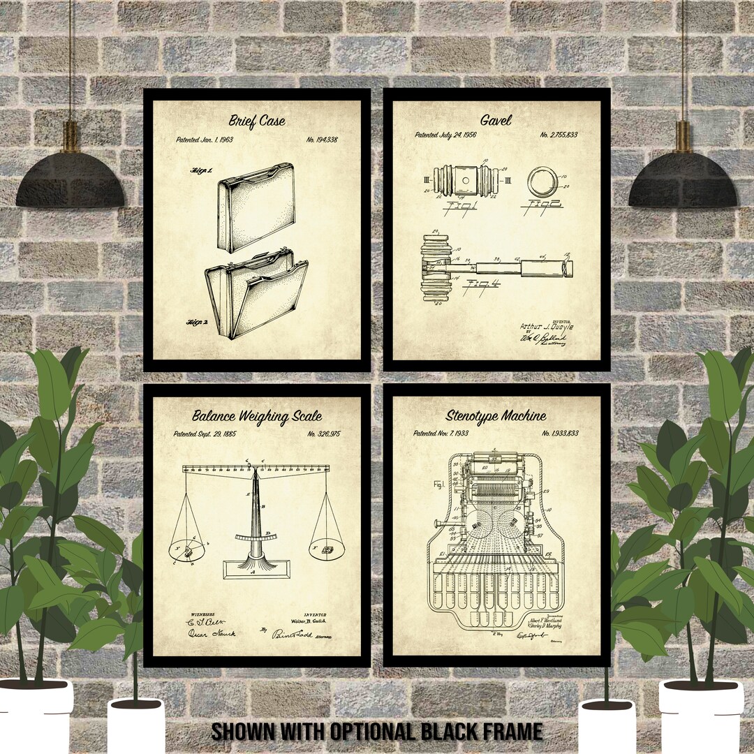 Set of 4 Lawyer Patent Prints Attorney Posters Attorneys Office Wall ...