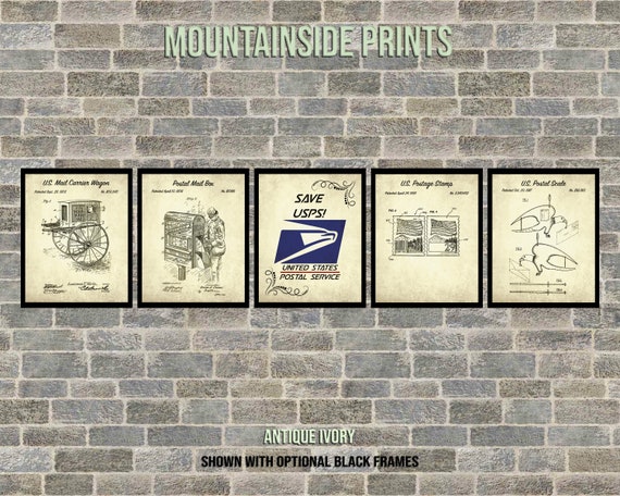Set of 5 Save USPS Patent Prints Vintage Postal Service | Etsy
