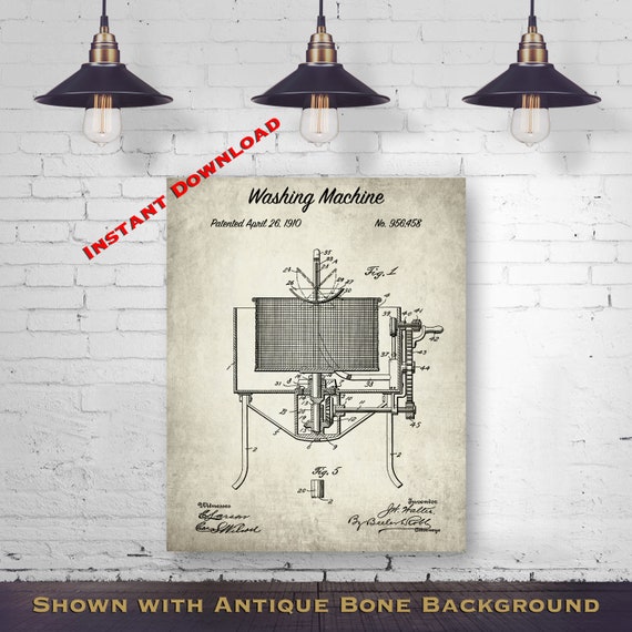 1910 Washing Machine 8x10 Printable Patent | Etsy