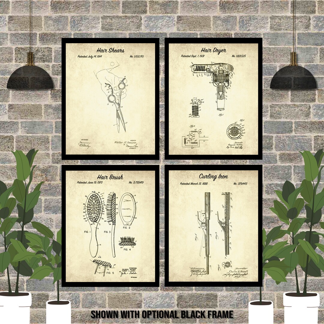 Set of 4 Hair Stylist Patent Prints Salon Posters Hair Salon Wall ...