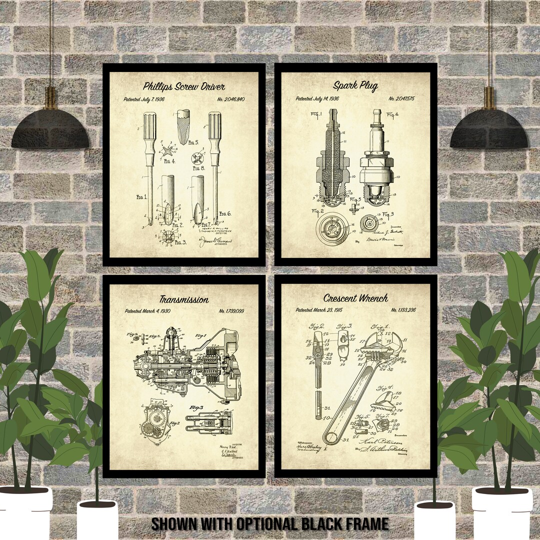 Set of 4 Mechanic Patent Prints Transmission Posters Car - Etsy