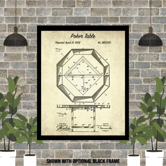 1908 Poker Table Patent Art Print Poker Table Patent Poster | Etsy