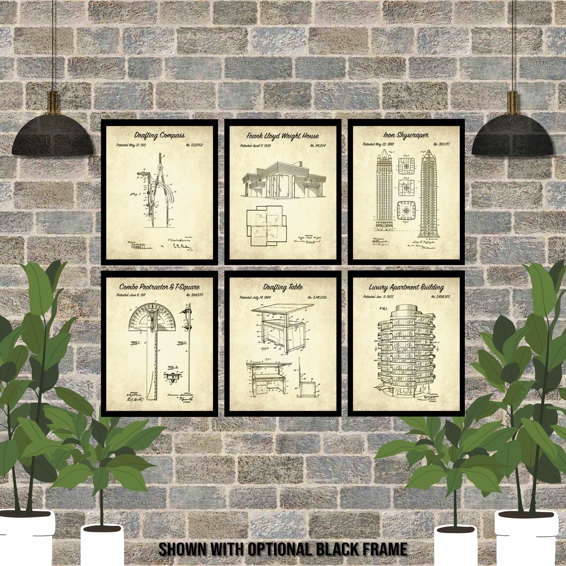Set of 6 Architect Patent Print Architecture Drawings - Etsy