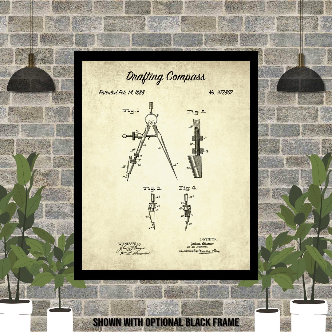 1888 Drafting Compass Patent Print 1880's Patent Drawing - Etsy