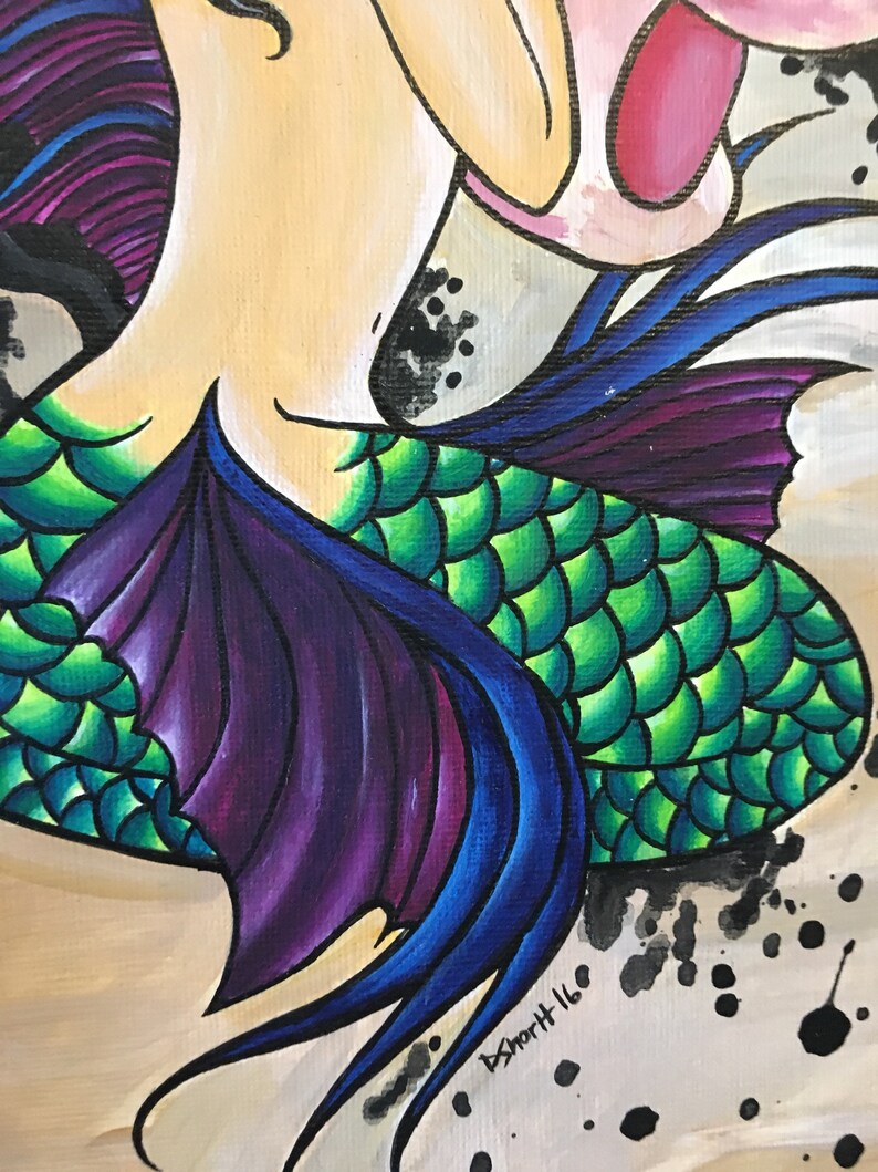 Custom Acrylic Mermaid Painting on Canvas Paper - Etsy
