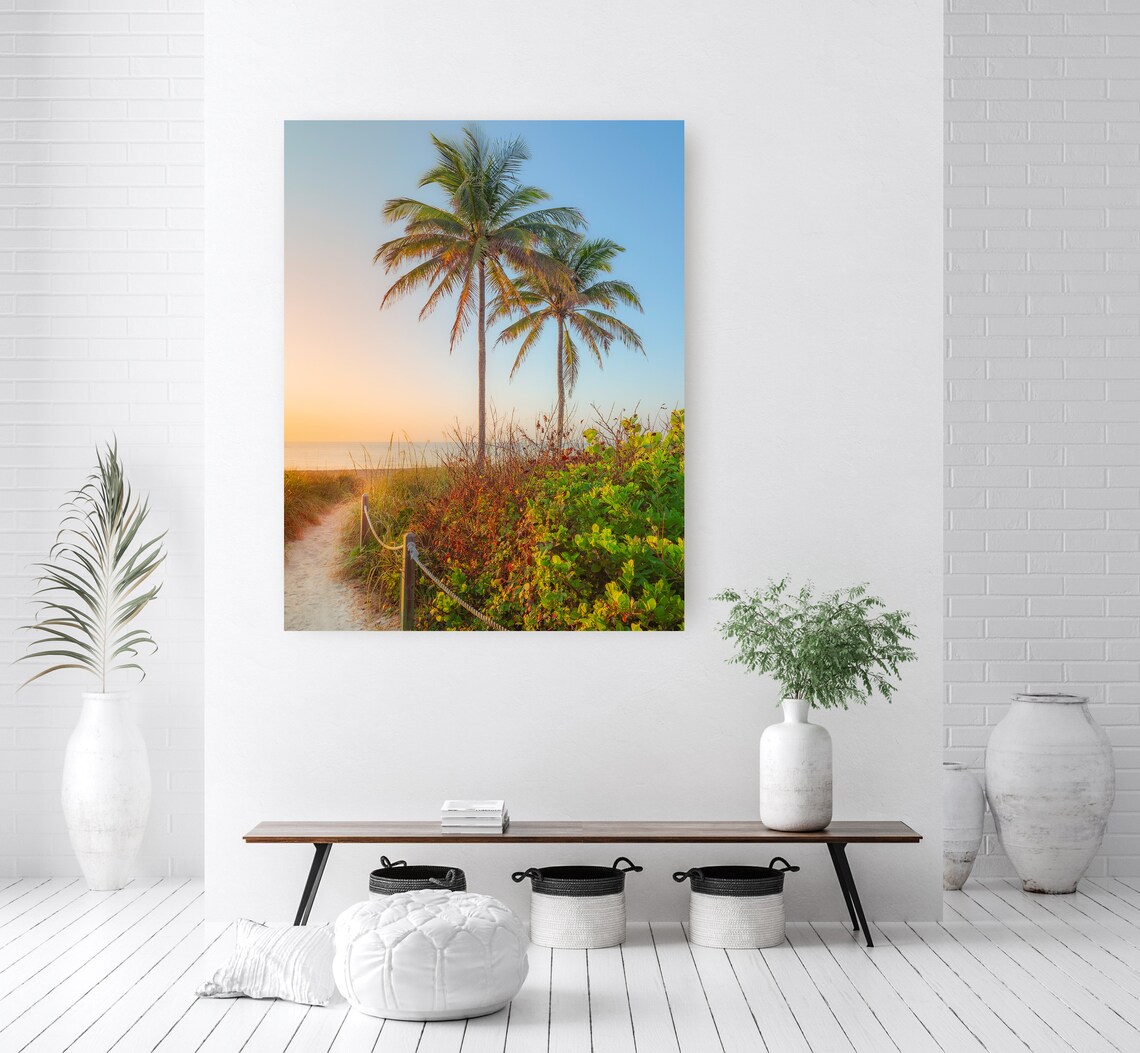 Beach Palm Tree Canvas | Tropical Palm Tree | Canvas Wall Art | Palm ...
