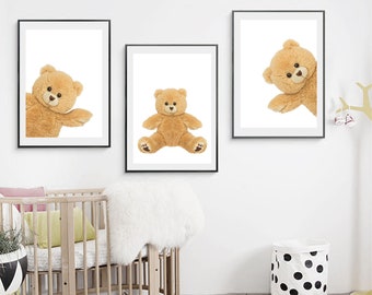 Teddy bear art print | Etsy
