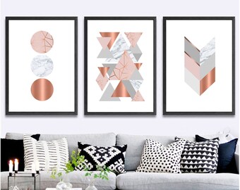 Rose gold wall art | Etsy