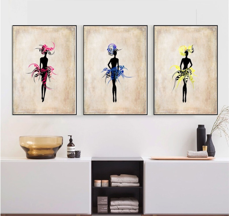 Set of 3 Printable wall art set women print digital Prints | Etsy