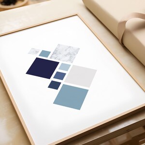 Set of 3 Blue Geometric Prints Printable Wall Art Poster - Etsy