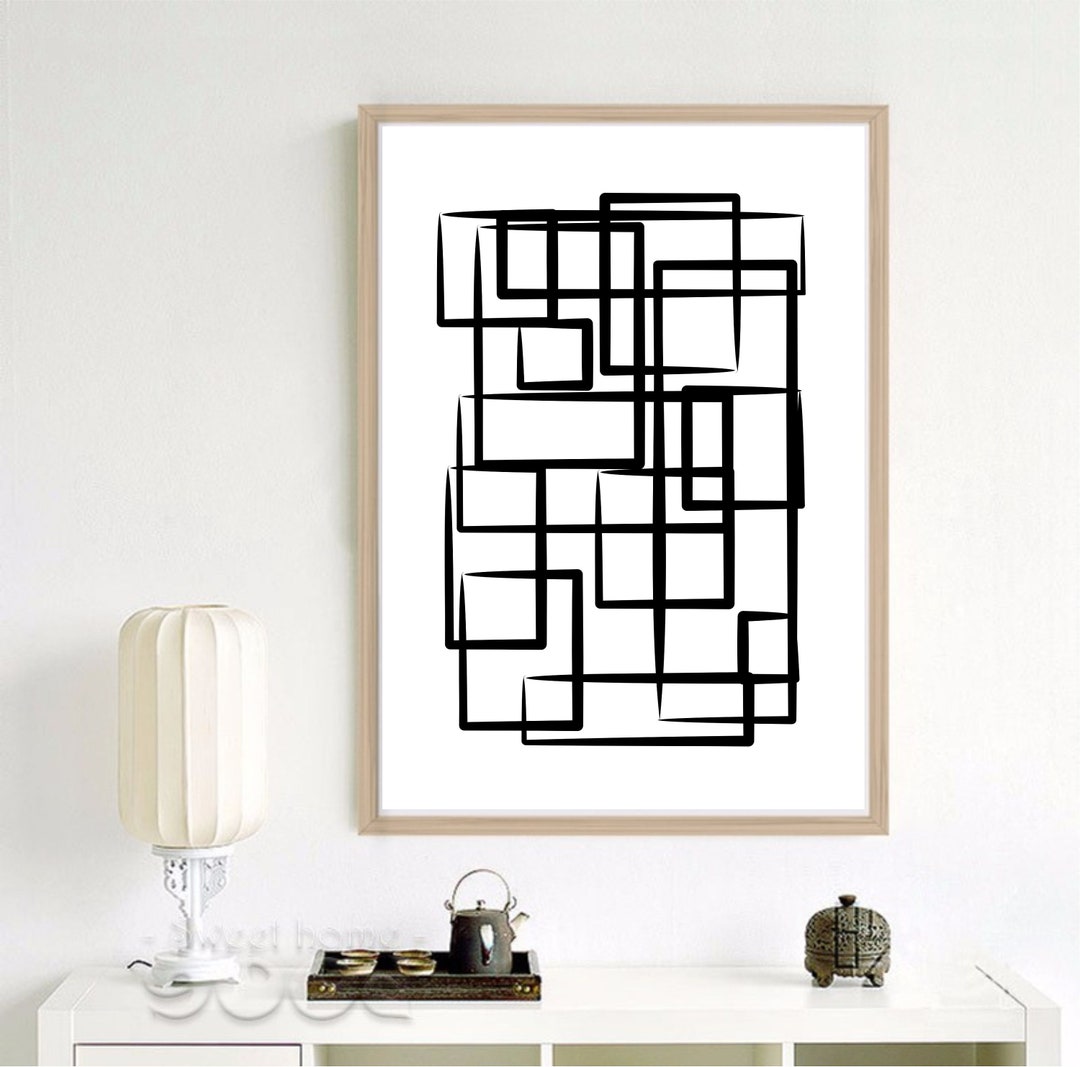 Black and White Geometric Poster Printable Wall Art Digital Prints - Etsy