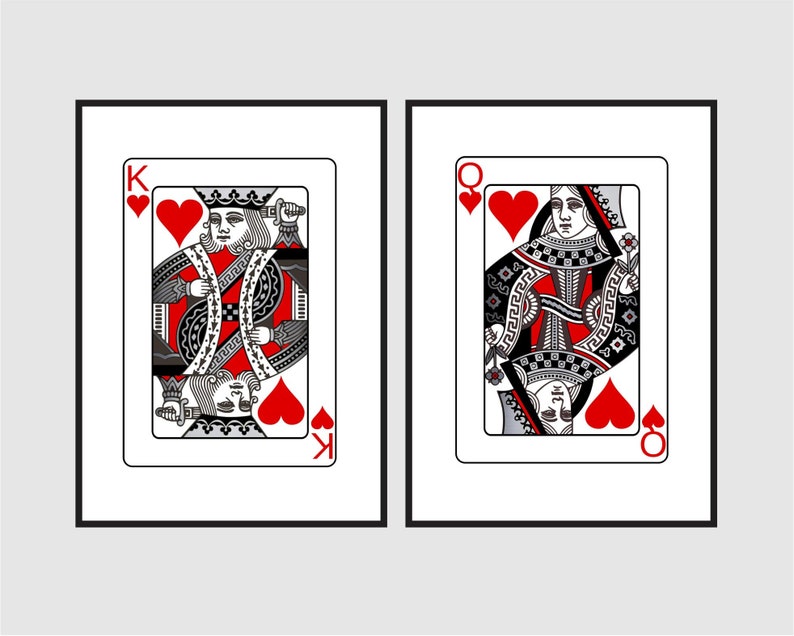 Printable Wall Art Set of 2 Digital Prints Playing Cards King - Etsy