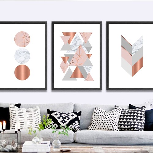 Mid Century Modern Geometric Art Set of 3 Prints Boho Art | Etsy