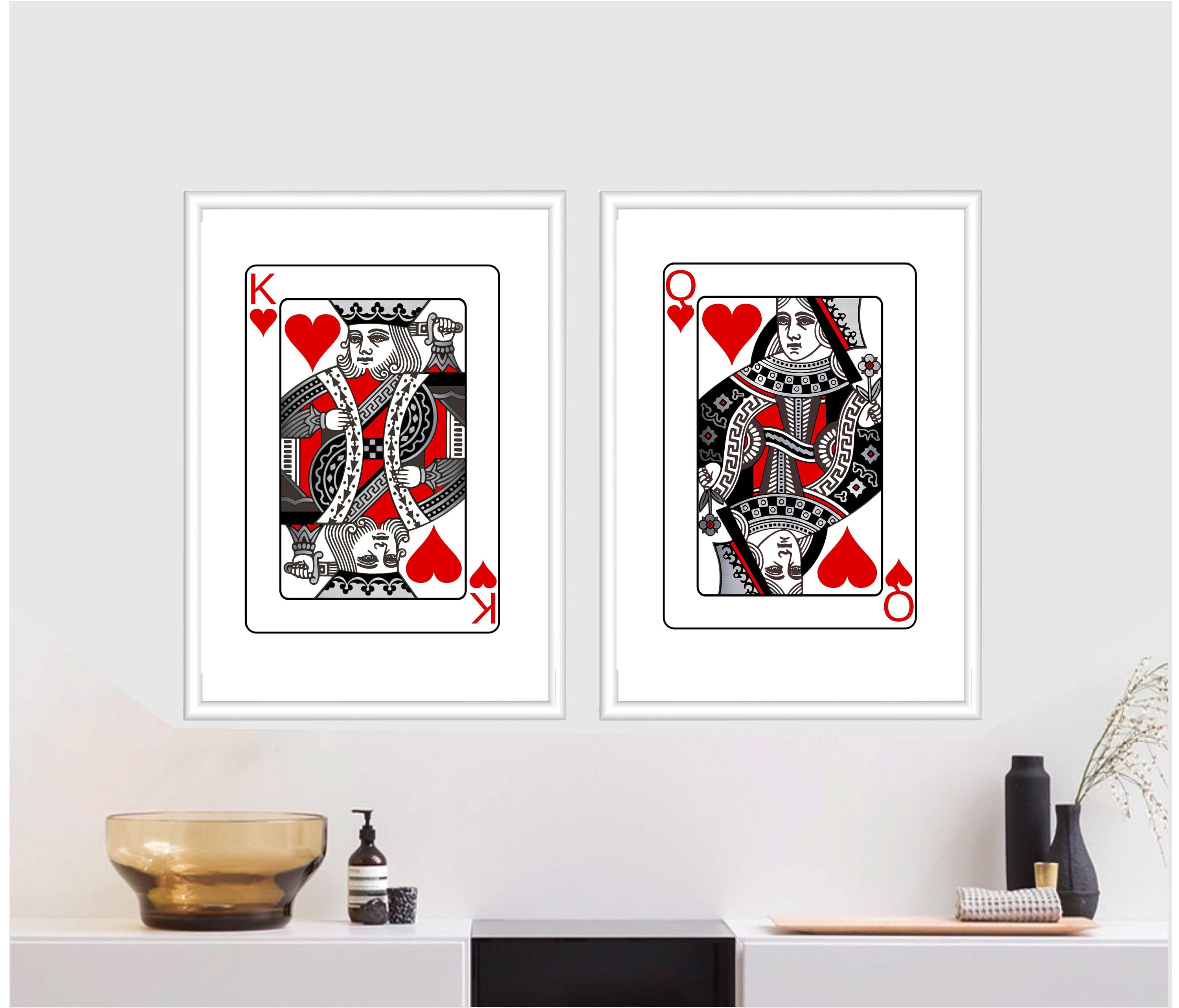 Printable Wall Art Set of 2 Digital Prints Playing Cards King - Etsy