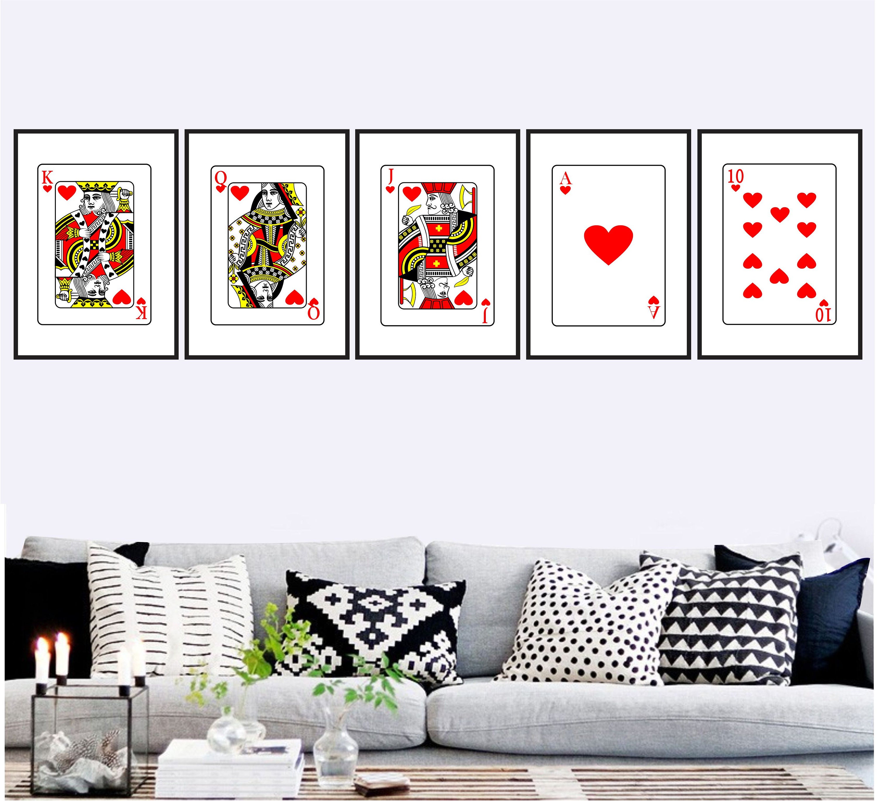 Printable Wall Art Set Playing Cards Hearts Royal Digital - Etsy