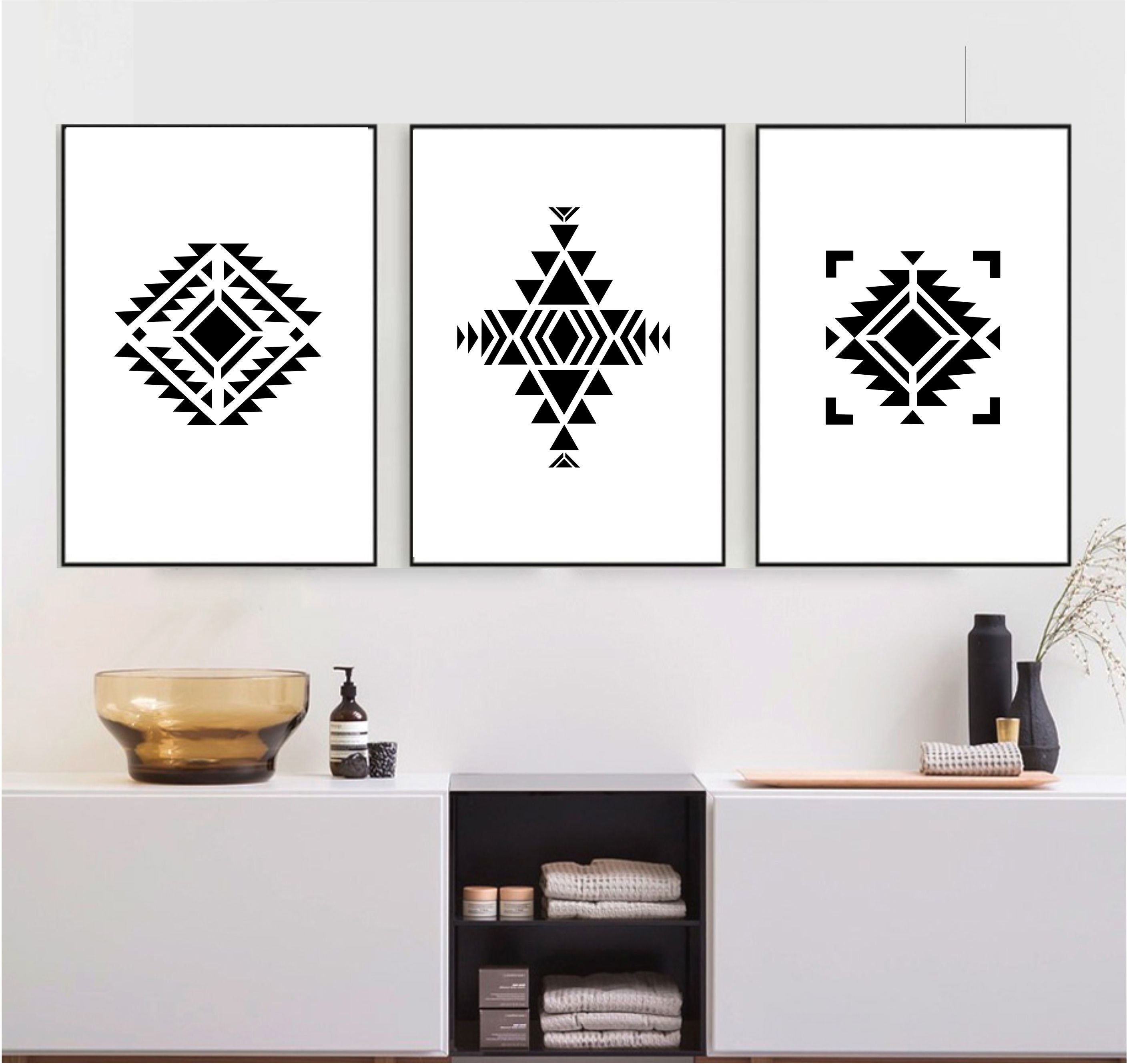 Set of 3 Printable Wall Art Set Black and White Digital Prints - Etsy