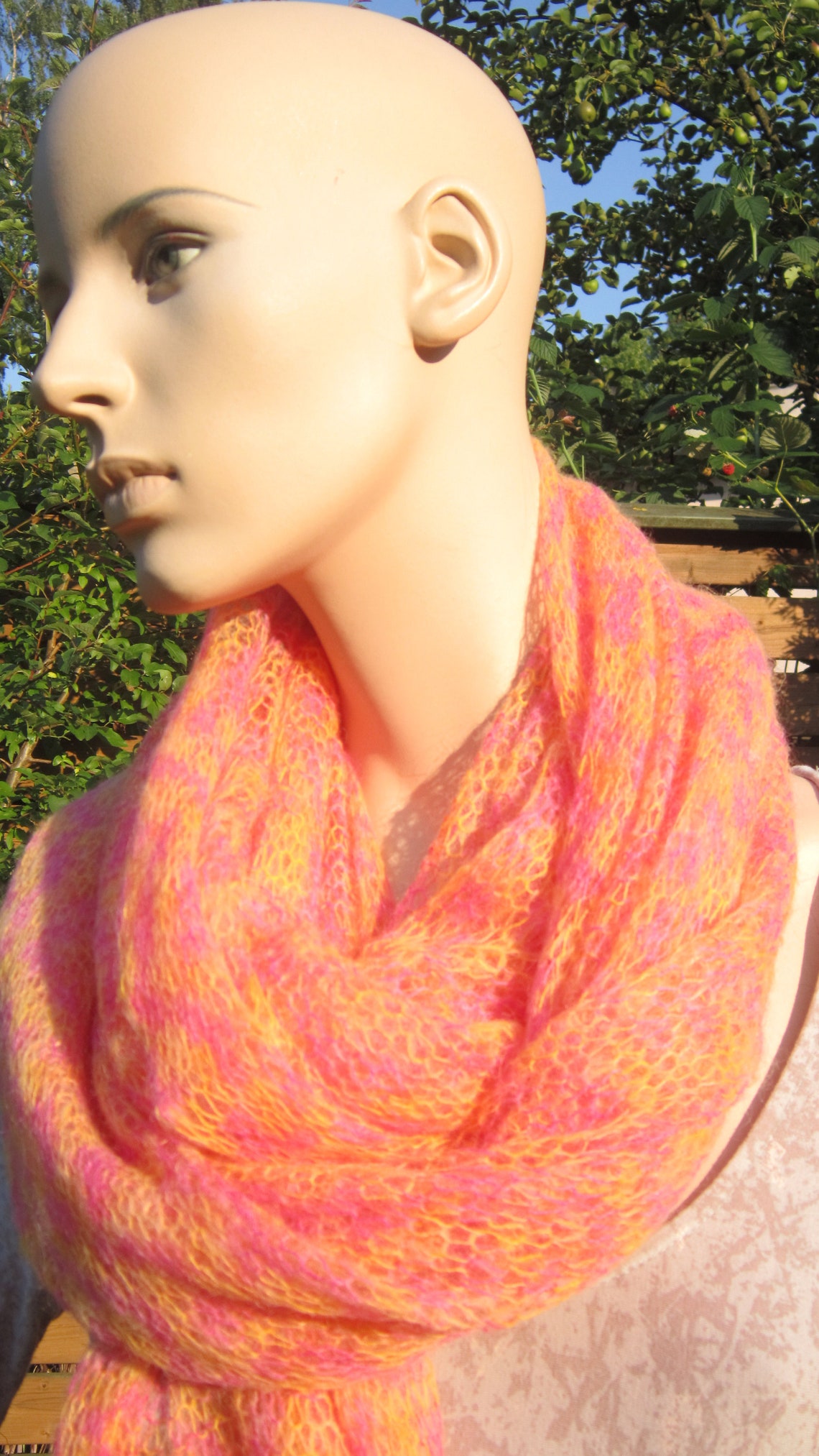 Knitted Oversize Scarf, Dress, See-through Transparent Design in Light ...